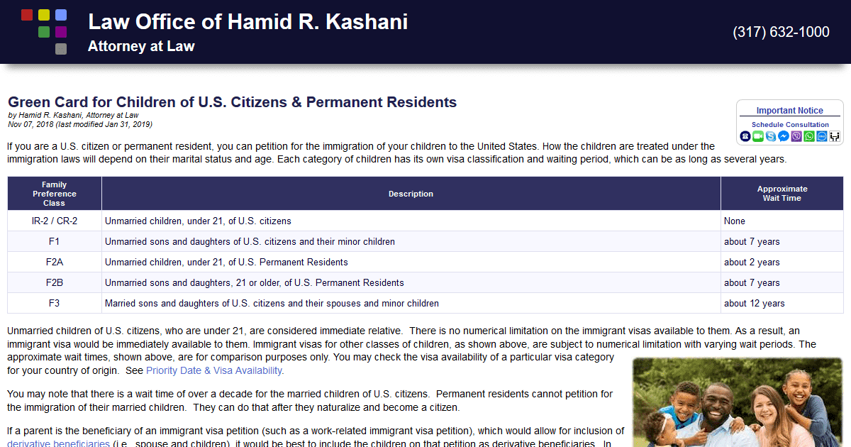 Green Card for Children of U.S. Citizens and Permanent Residents