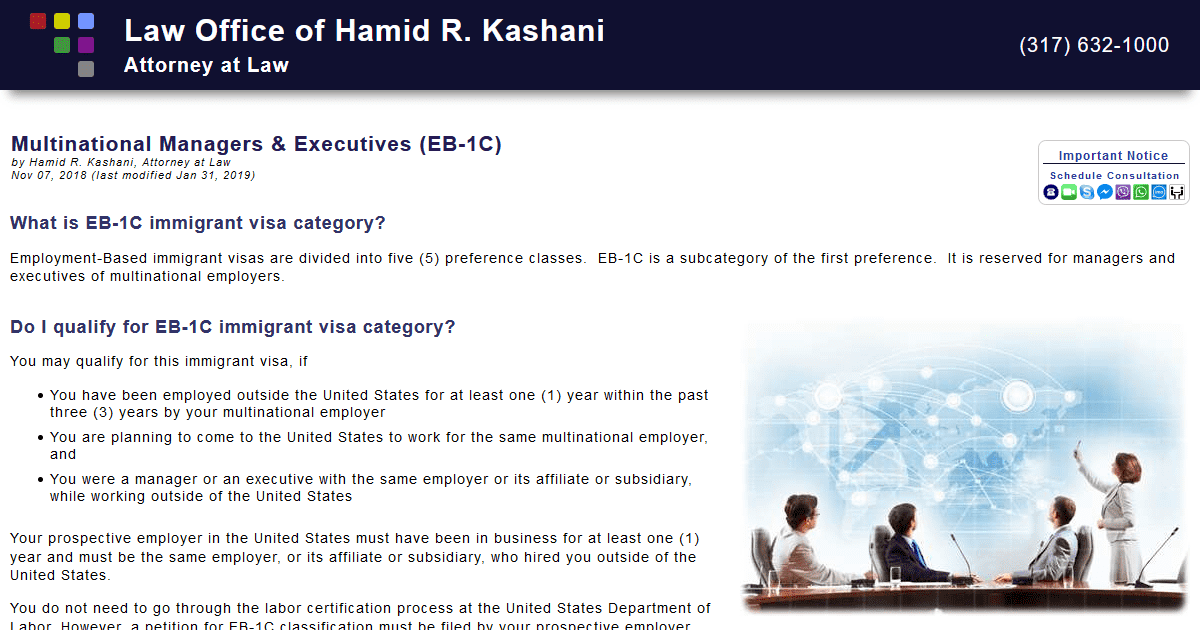 Multinational Managers and Executives (EB-1C Immigrant Visa)